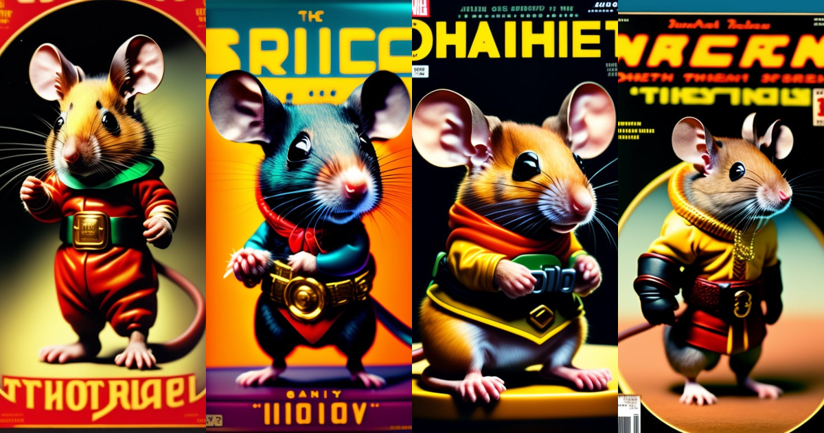 Lexica - The Mouse dressed in belt as a Comic Book Cover