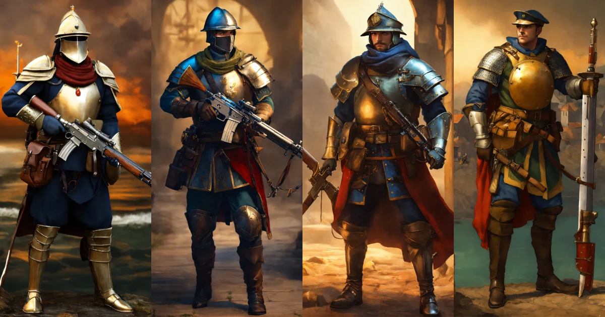 Lexica - Medieval marine soldier from the fully equipped aiming