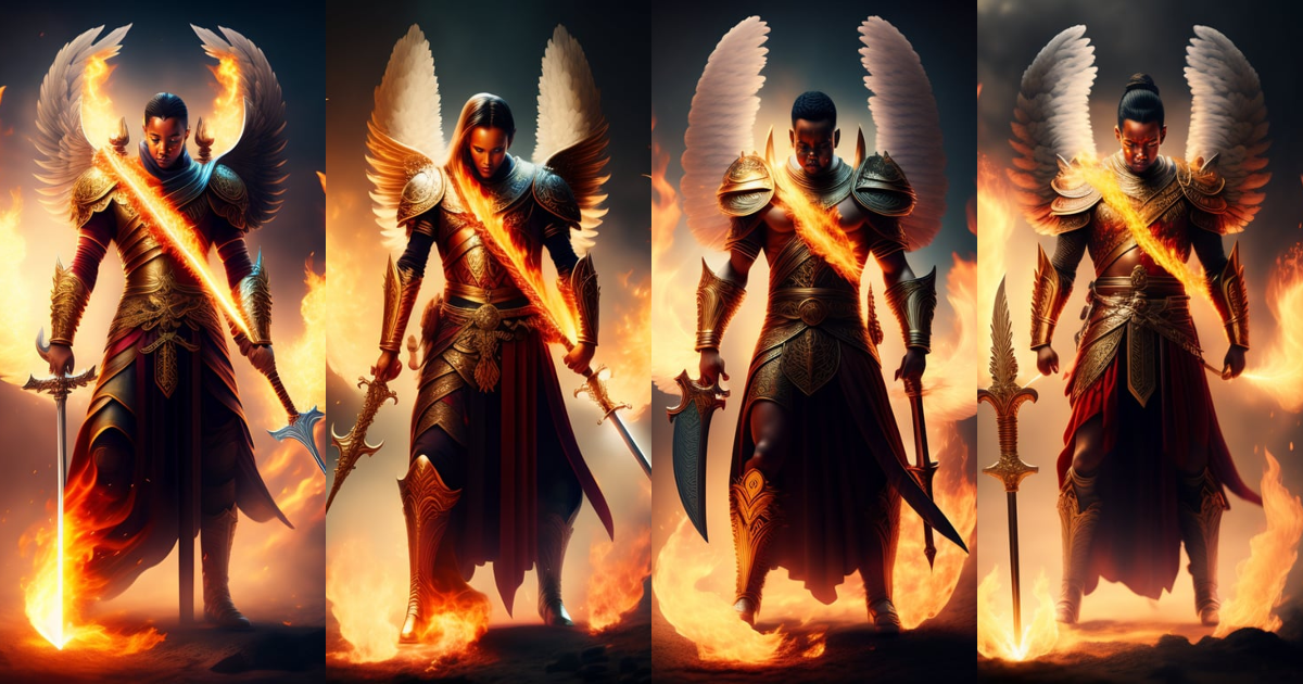 Lexica - An angel wielding a sword made of fire