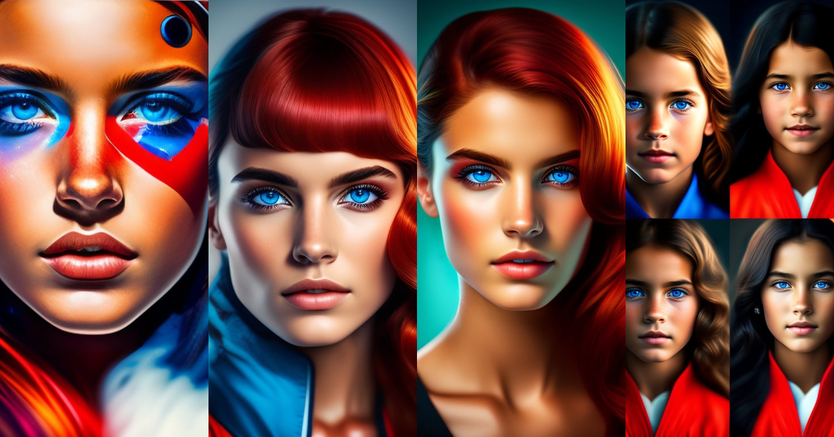 Lexica - Girl face, latin traits, one red and blue eye