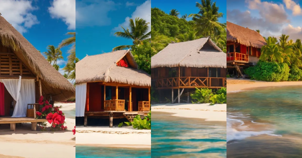 Lexica - Beautiful polynesian house with white curtain in the wind on a ...