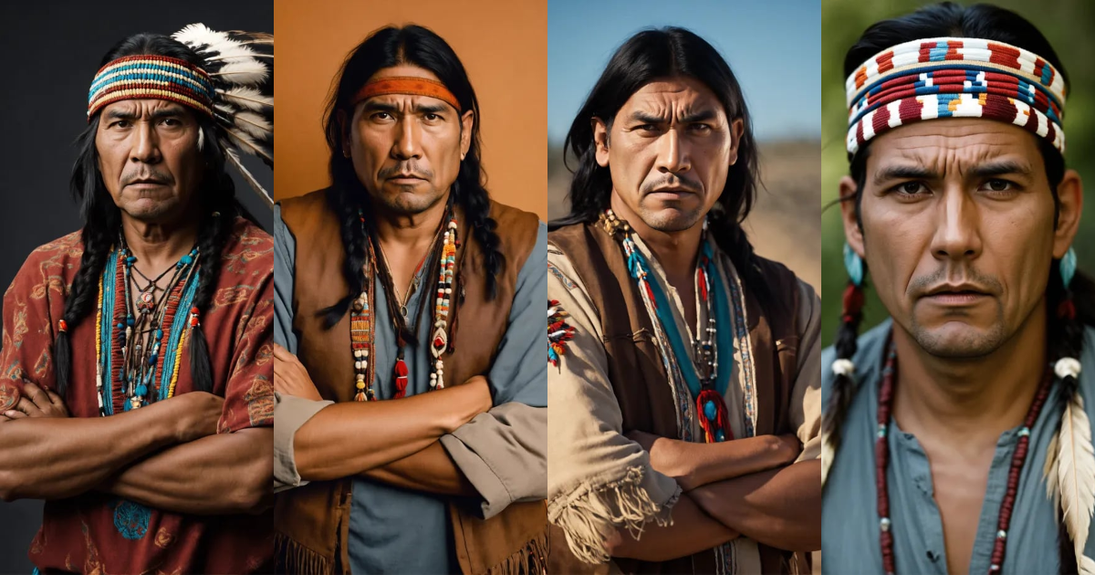 Lexica - Scared native american man, FRONT VIEW, casual clothes, arms ...