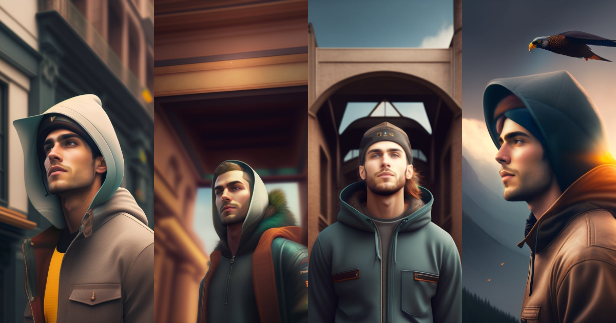 Lexica - Vertical film frame, junkie guy, wearing a hoodie on his head ...