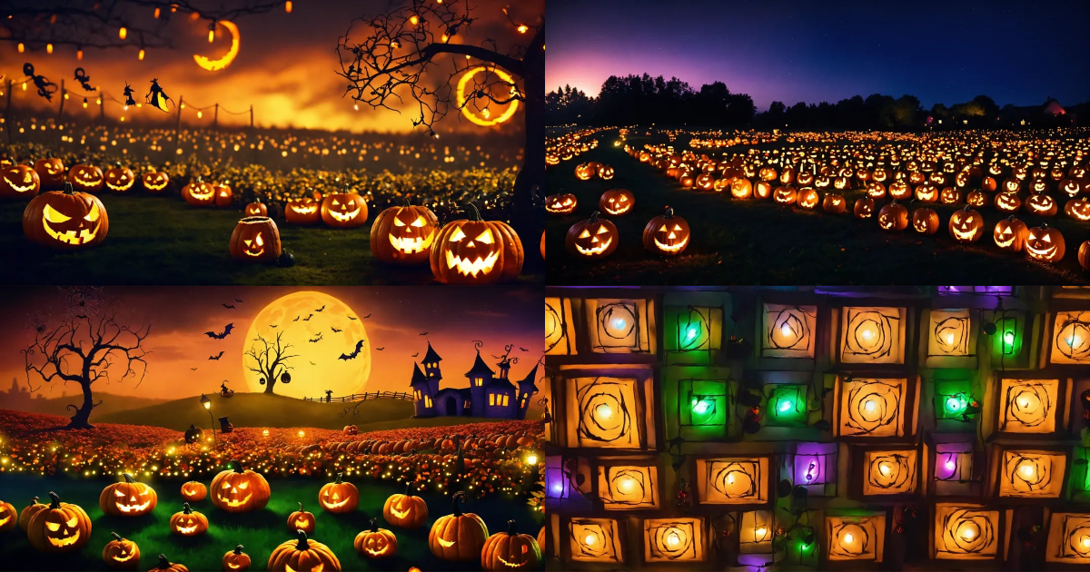 Lexica - Cute halloween night, fun party lights, pumpkins, nightmare ...