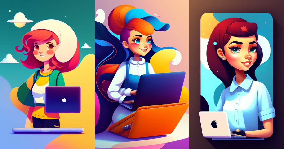 Lexica - 2d cartoon, univercity student with a laptop, flat ...