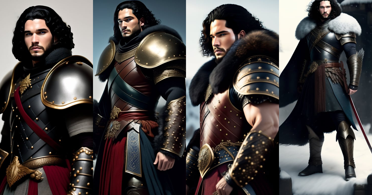 Lexica - Jon snow in warhammer armor, bulky, strong