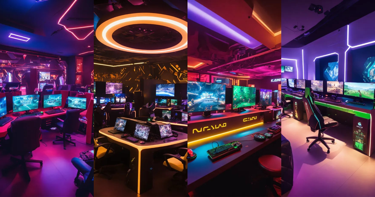 Lexica - Create an image of the main gaming area, showcasing rows of ...