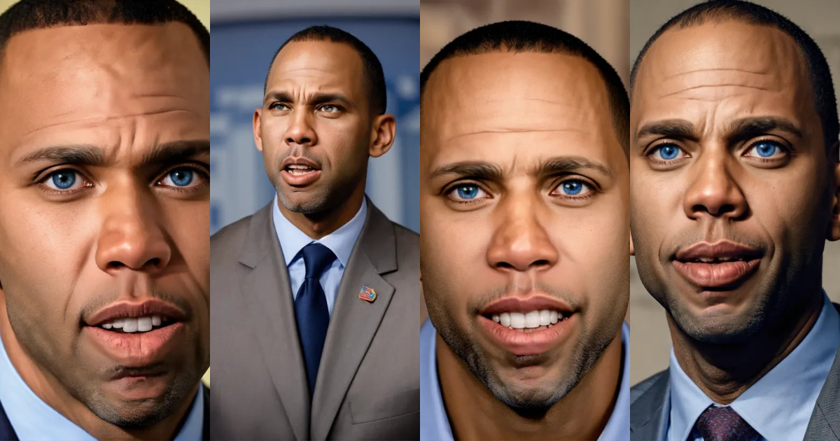 Lexica - HAKEEM JEFFRIES SILVERY-BLUE EYES, ANGRY, MAD YELLING, CROOKED ...