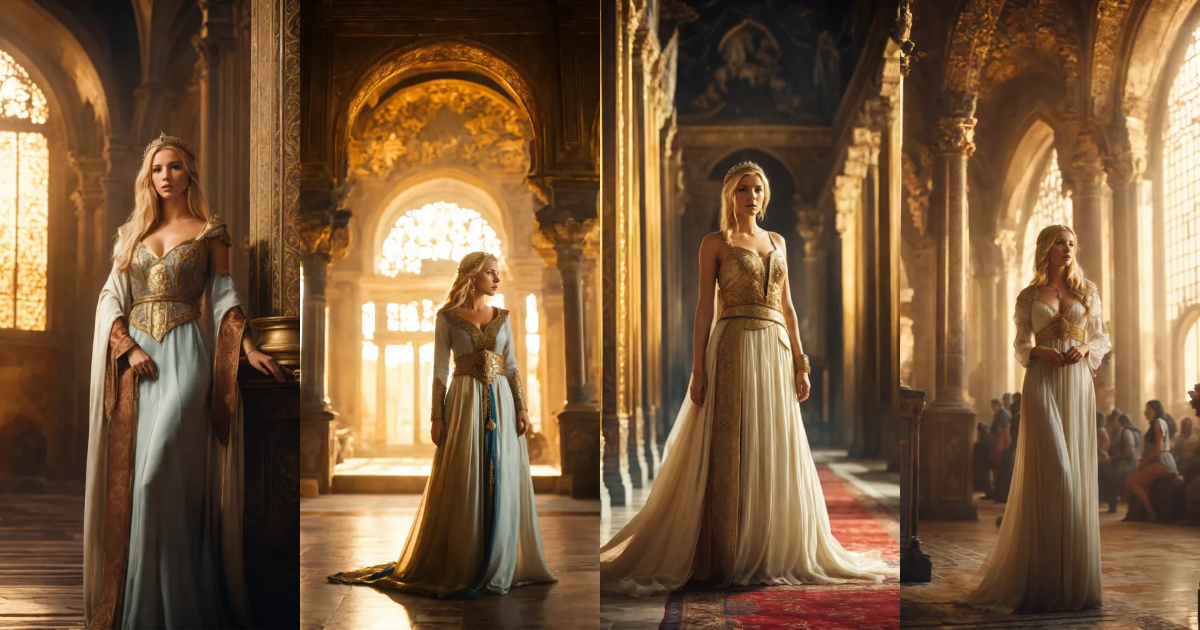 Lexica - An epic fantasy scene featuring a gorgeous beautiful blonde ...