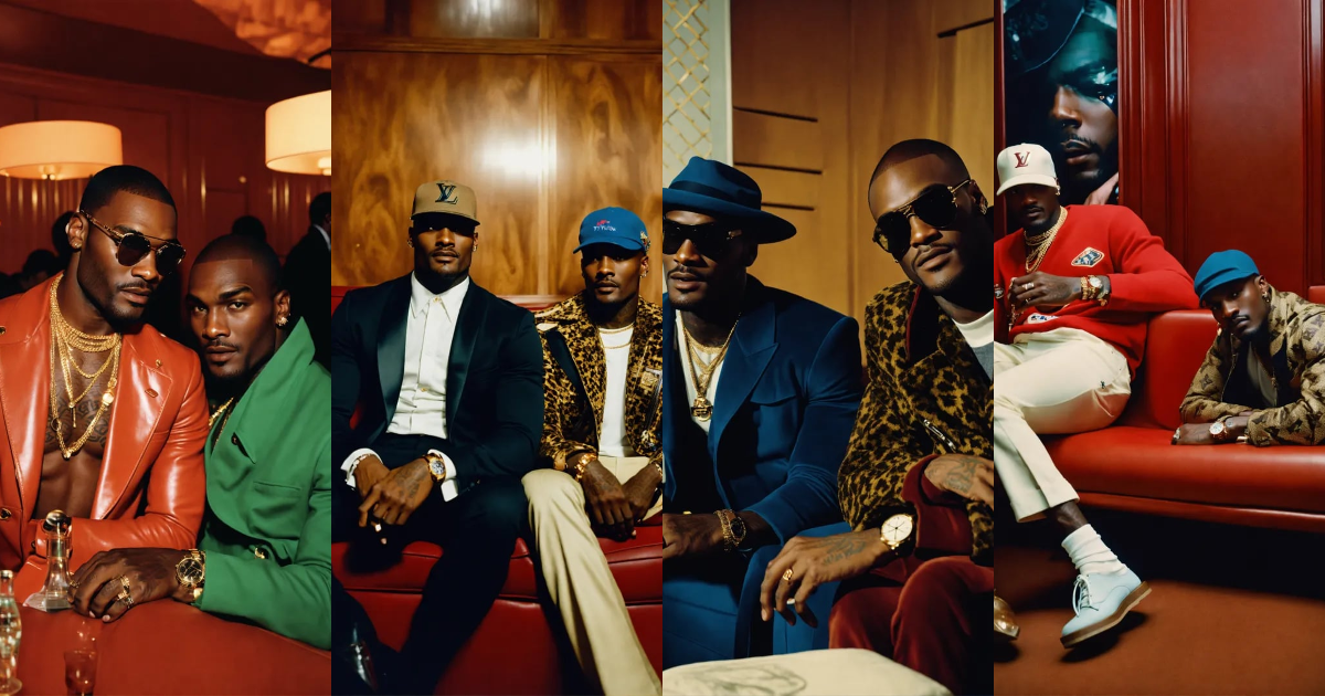 Lexica - Tyson Beckford and skepta in the 70s at a lounge, hyper ...