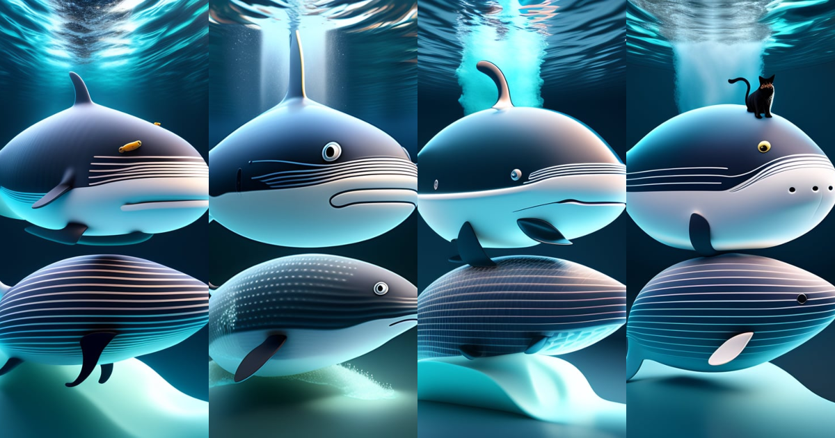 Lexica - 3d render of a cat riding a whale