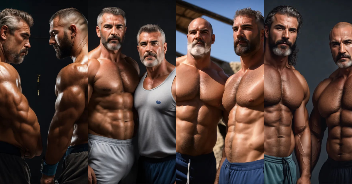 Lexica - Two older Mediterranean Muscular sweaty heavyweight alpha men ...