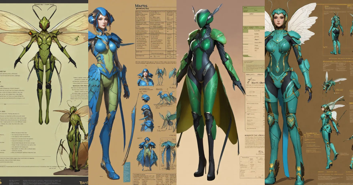 Lexica - Mantis angel, character sheet, character design, chart ...