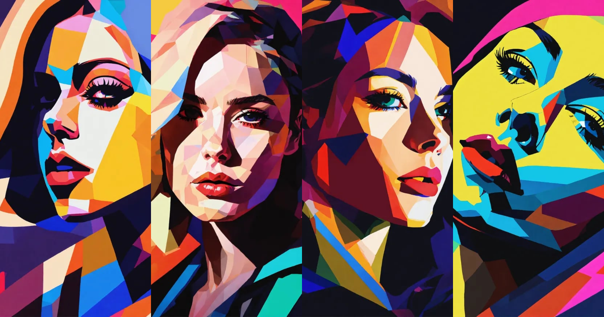 Lexica - Simplified abstract illustration of close up portrait of ...