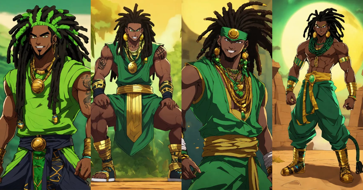 Lexica - African dragon ball anime styled character, athletic build ...