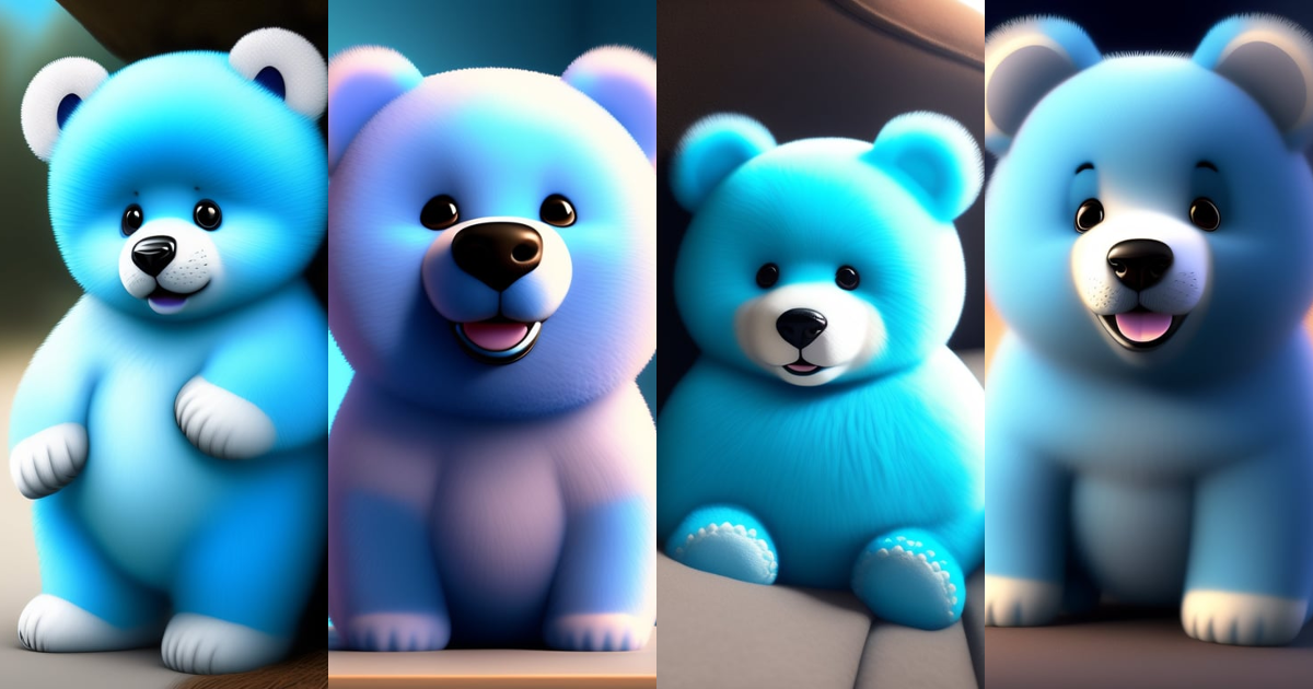 Lexica - Barnoo is a small, extremely cute, loveable, furry bright blue bear with a big oval ...