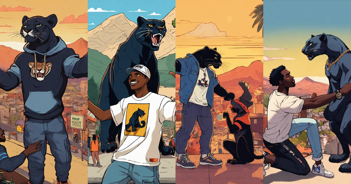 Lexica - A settle cartoon of an panther as a animal, but using street ...