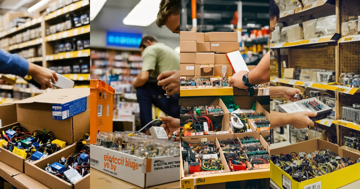 Lexica - Location inside an electrical store. A man hands a box of ...