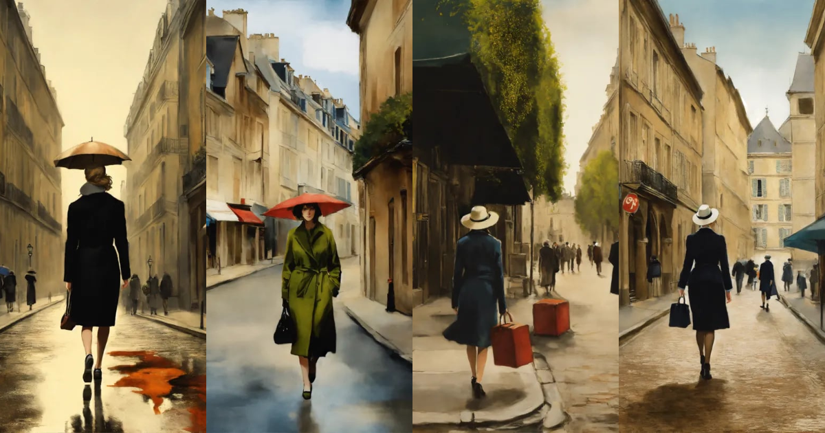 Lexica - Woman walking in the street in France illustration style ...