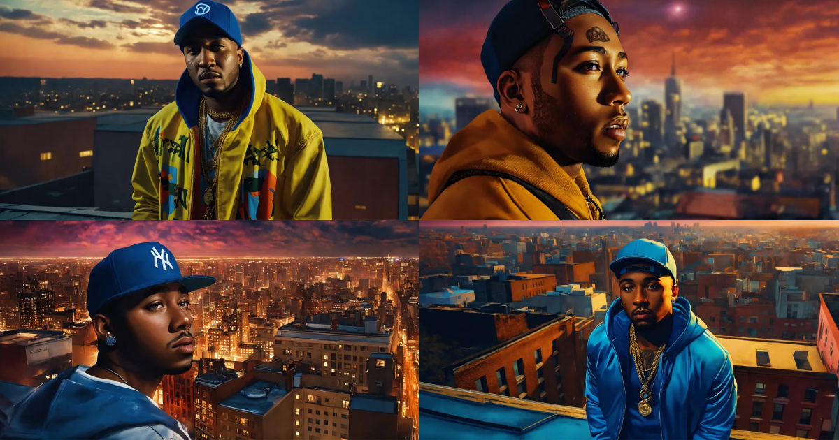 Lexica - Birdseye view shot Pop art, hyperrealist portrait of rapper ...