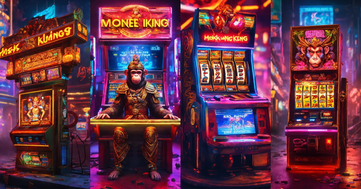 Lexica - 3D post-apocalyptic monkey king slot machine casino neon light ...