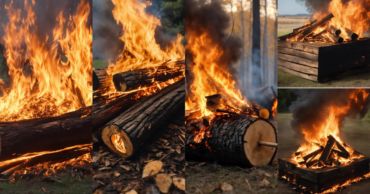 Lexica - Hyperrealistic burning wood