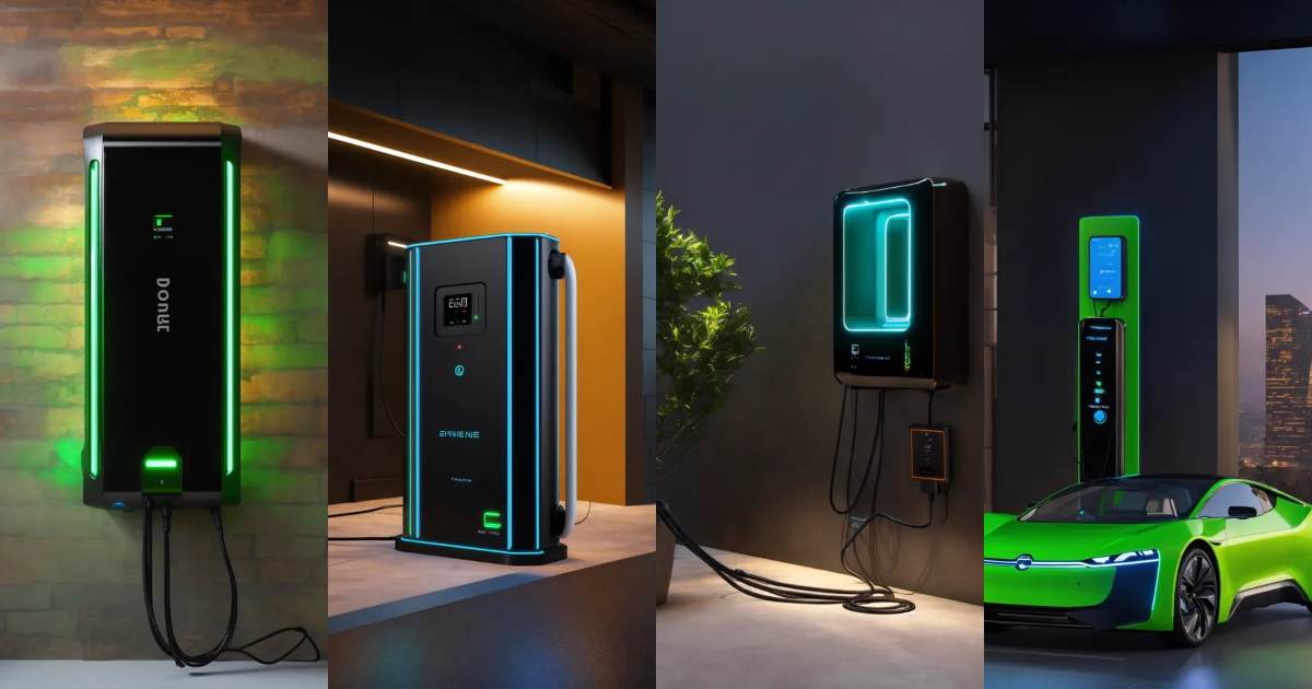 Lexica - Cool black Wall mounted portable EV Charger portable 11kW EV ...