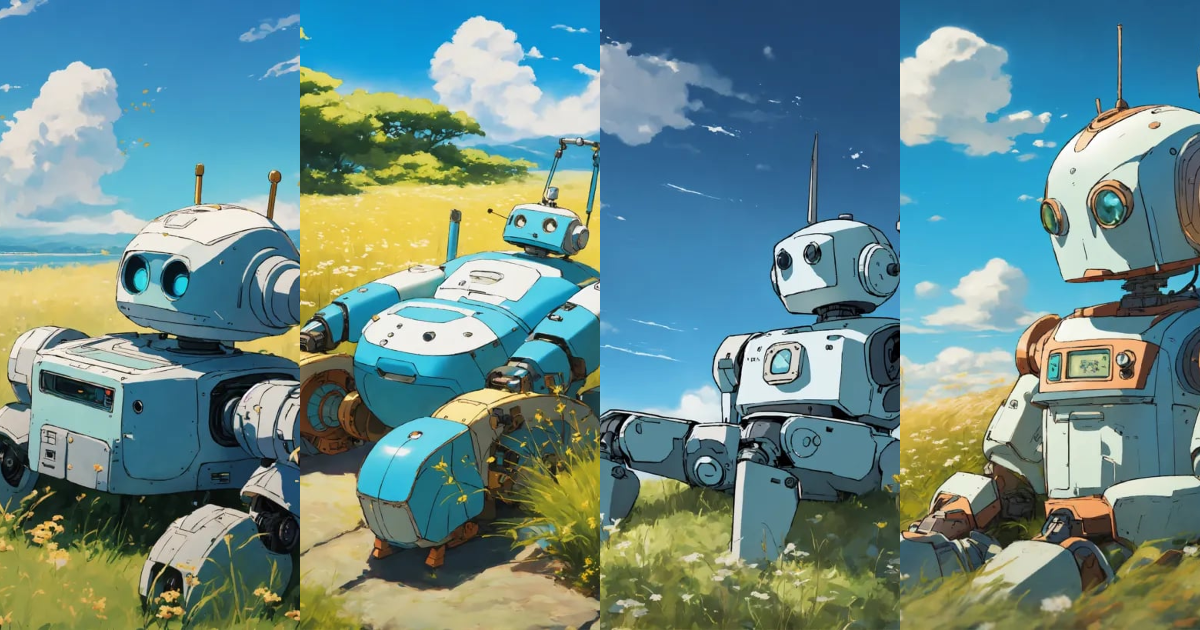 Lexica - Japanese Miyazaki Hayao style art of a robot sleeping ...