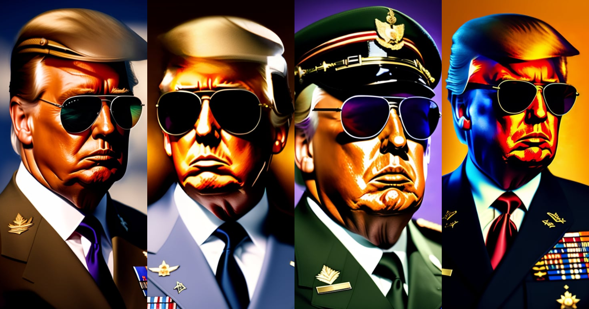 Lexica - Portrait of Donald Trump in military uniform wearing aviator ...