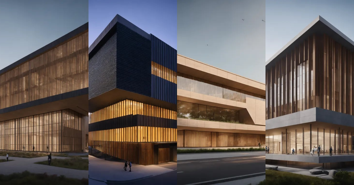 Lexica - Administrative complex in minimalistic design, with front ...