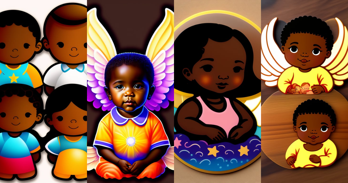 Lexica - Angelic brown skinned babies with wings sticker art no background