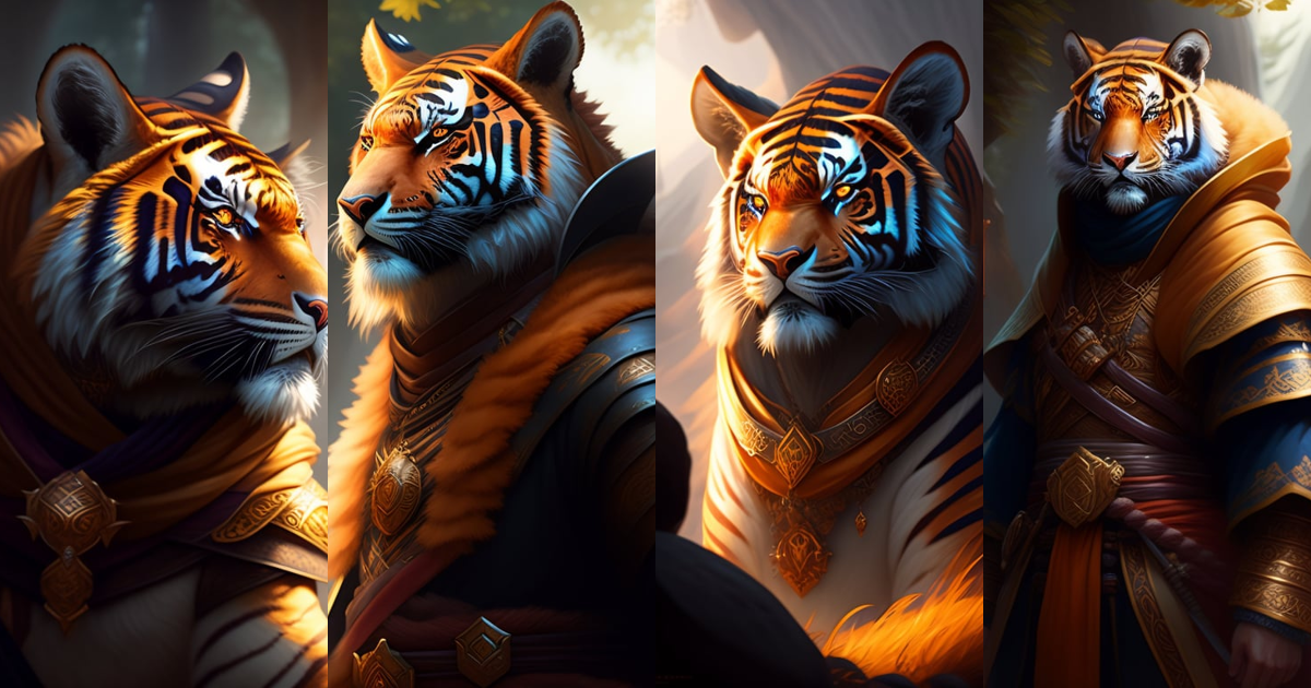 Lexica - Druid, tiger, samurai, by justin gerard and greg rutkowski ...