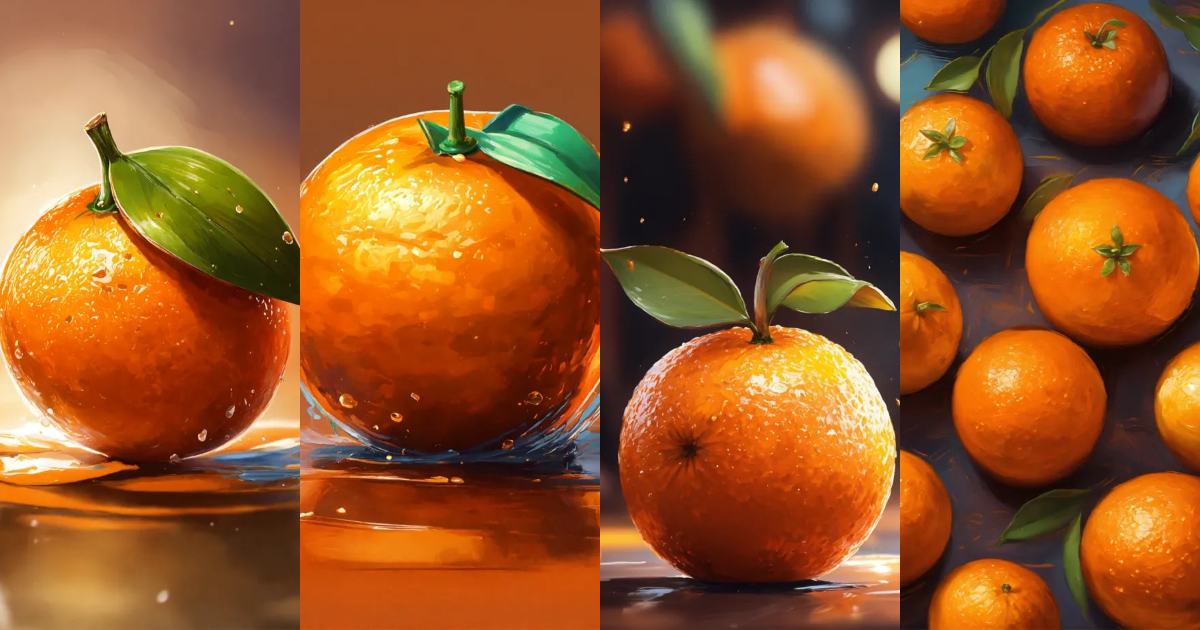 Lexica - Single orange, isolate objects, realistic cartoon oil paint ...