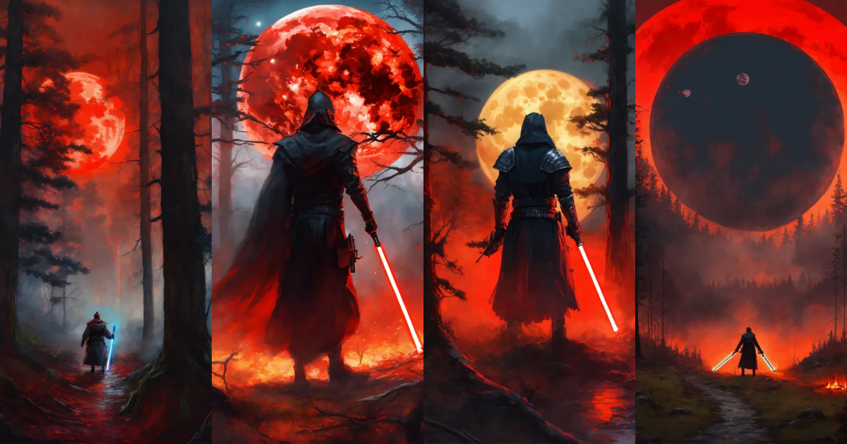 Lexica - Painting, dominator facing away with wulf, foggy forrest ...