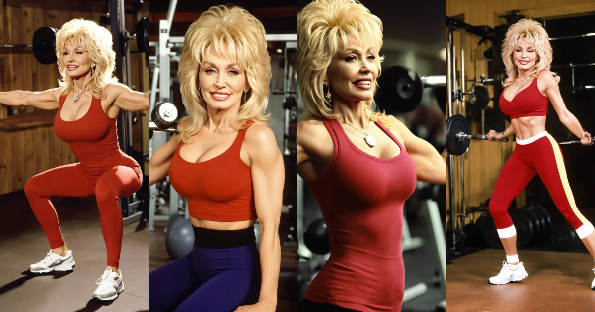 Lexica Dolly Parton Working Out In Gym Younger Side View Full