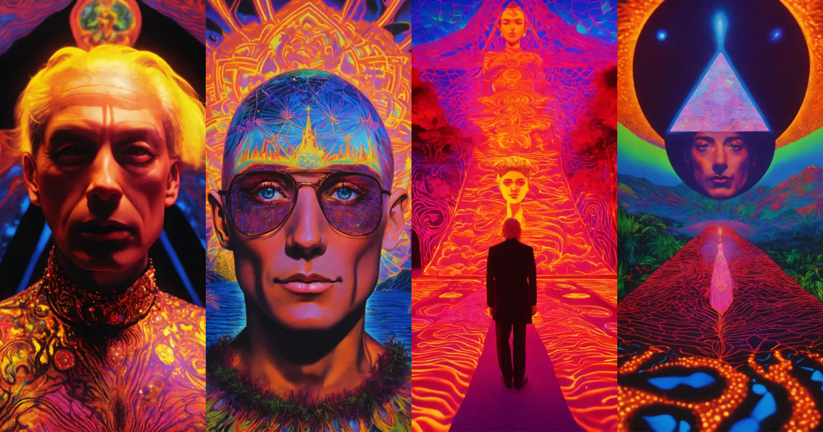 Lexica - Portrait Haute Couture, of cosmic Alex Grey in a DMT black ...