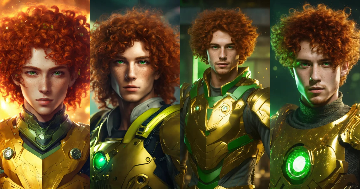 Lexica - An alien university male student. Red curly hair. angular face ...