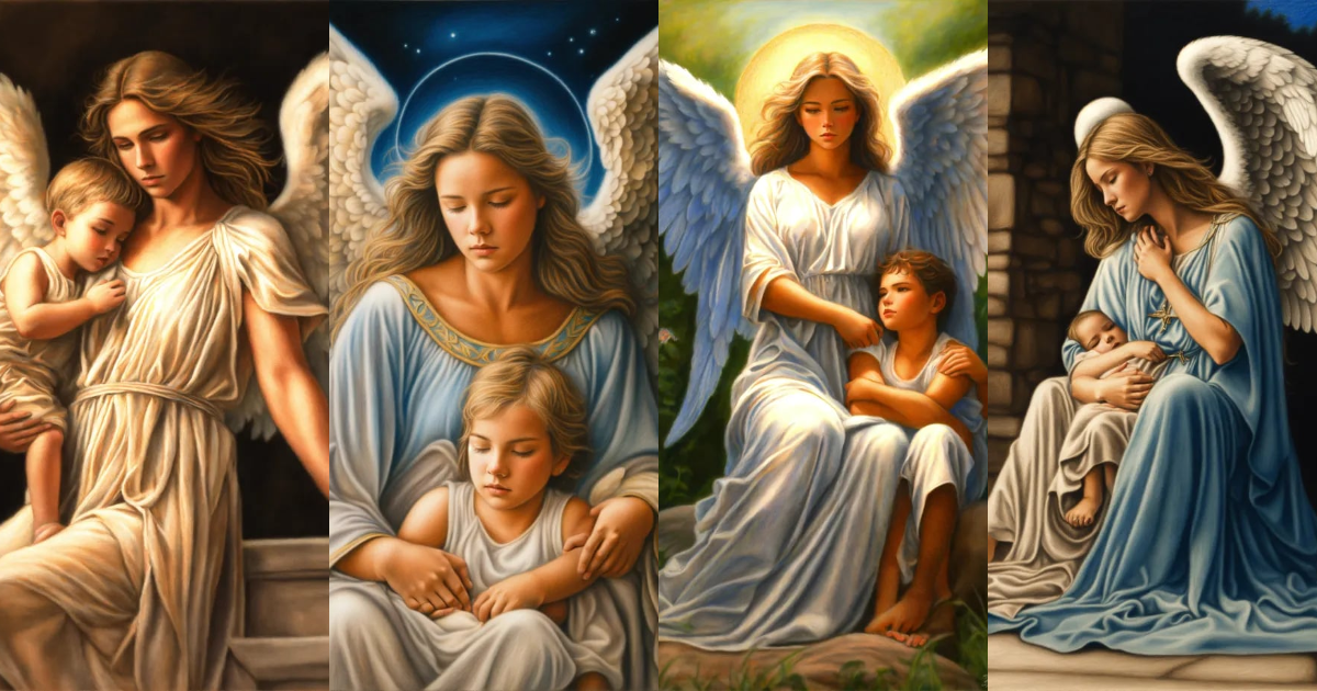 Lexica - Realistic colored pencil drawing of An guardian angel ...