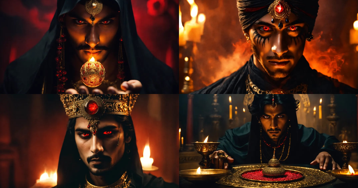 Lexica - Sinister and dramatic picture of a young handsome Indian ...