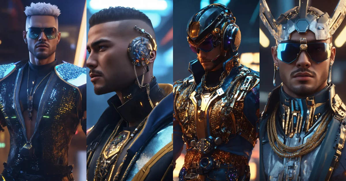 Lexica - Zoom out from an macho male humanoid half android cool ...