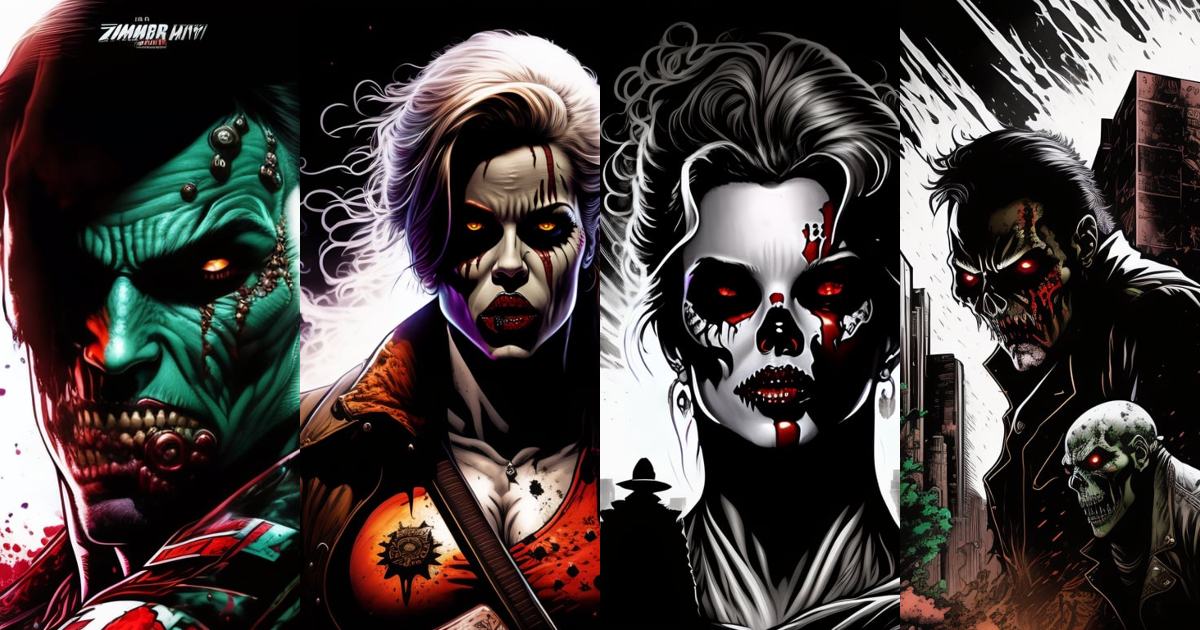 Lexica - Zombies comic art. Comic book cover art. Photorealistic ink ...