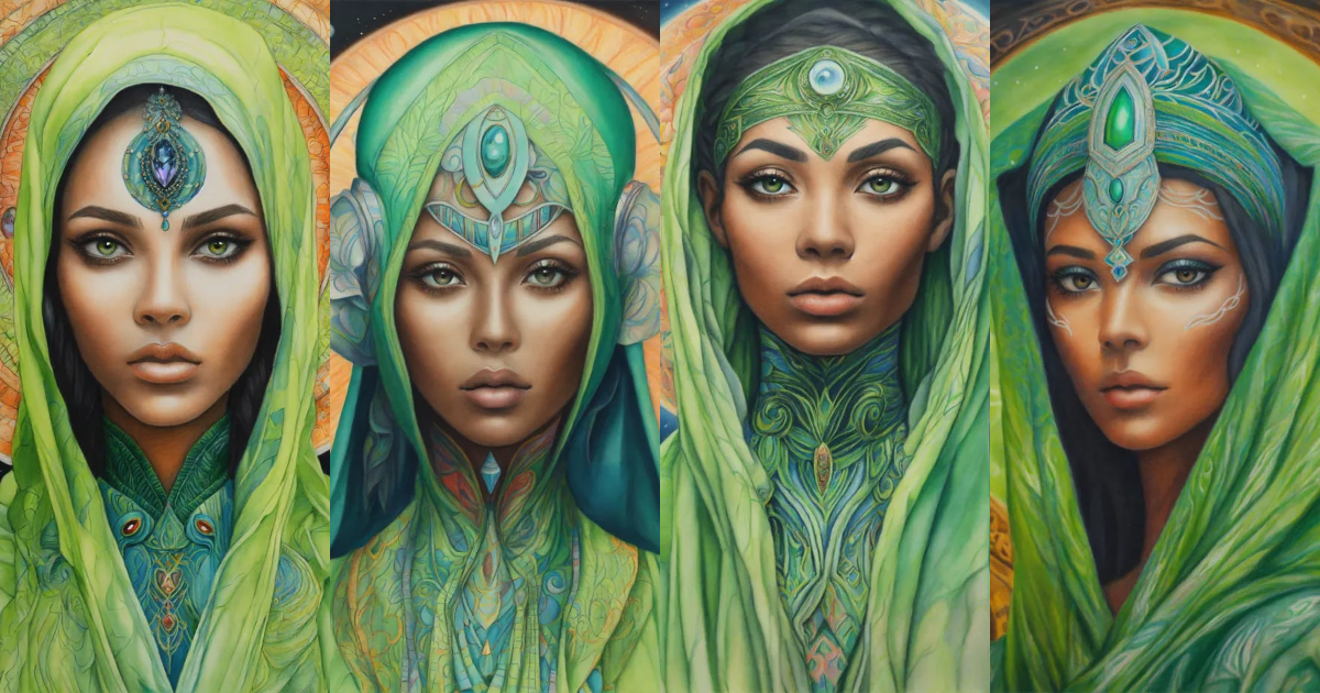 Lexica - Colored pencil drawing of a portrait of a exotic face alien ...