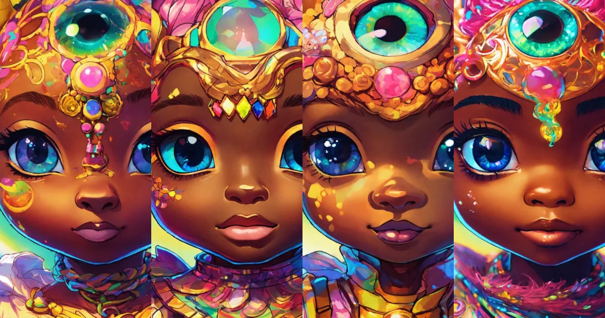 Lexica - Melanated Manga kewpie kawaii dragon one eye open and one eye ...