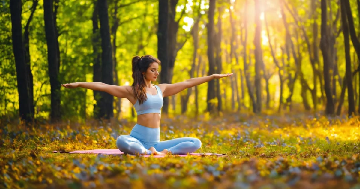 Lexica - Maiden doing yoga in a magic forest, poses