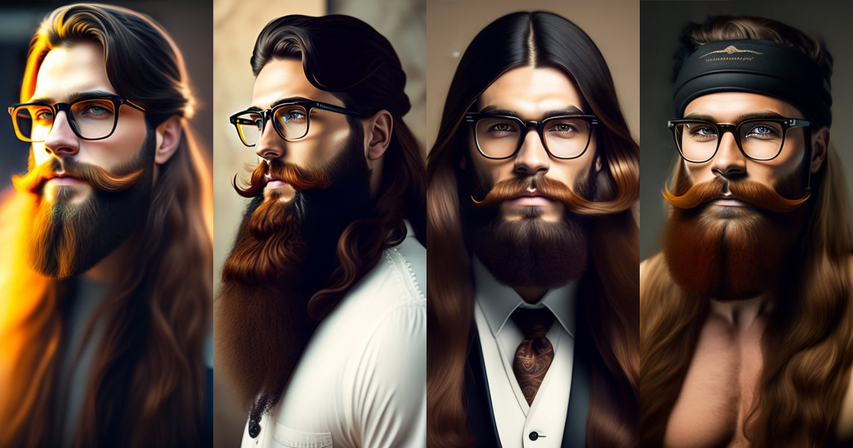 Lexica - Long hair beard band with glasses