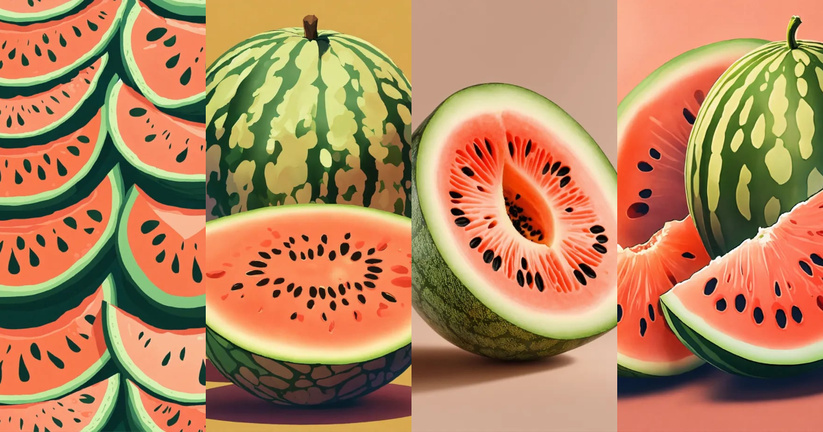 Lexica - Create a flat design image of a whole melon with soft colors ...