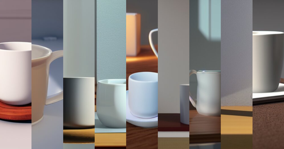 Lexica - White mug, hyperrealism, diffuse shadows, colored lighting ...