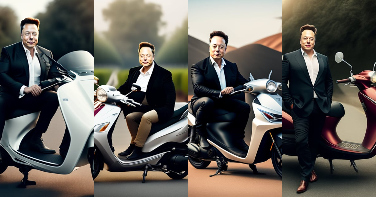 Lexica - Elon Musk sitting on scooter