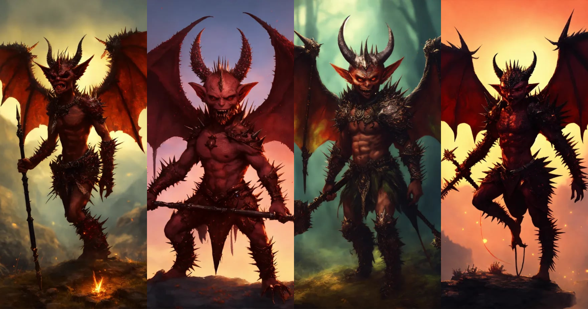 Lexica - A small flying demon imp covered in spikes with wings and a ...