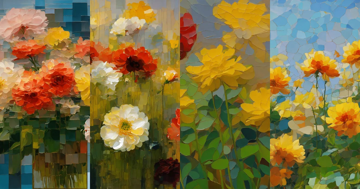 Lexica - Flowers, oil painting, transparent, in style, generative art ...